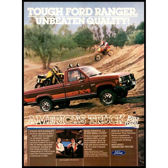 Ford | Art | 984 Ford Ranger 4x4 Pickup Truck Vintage Print Ad Dirt ...
